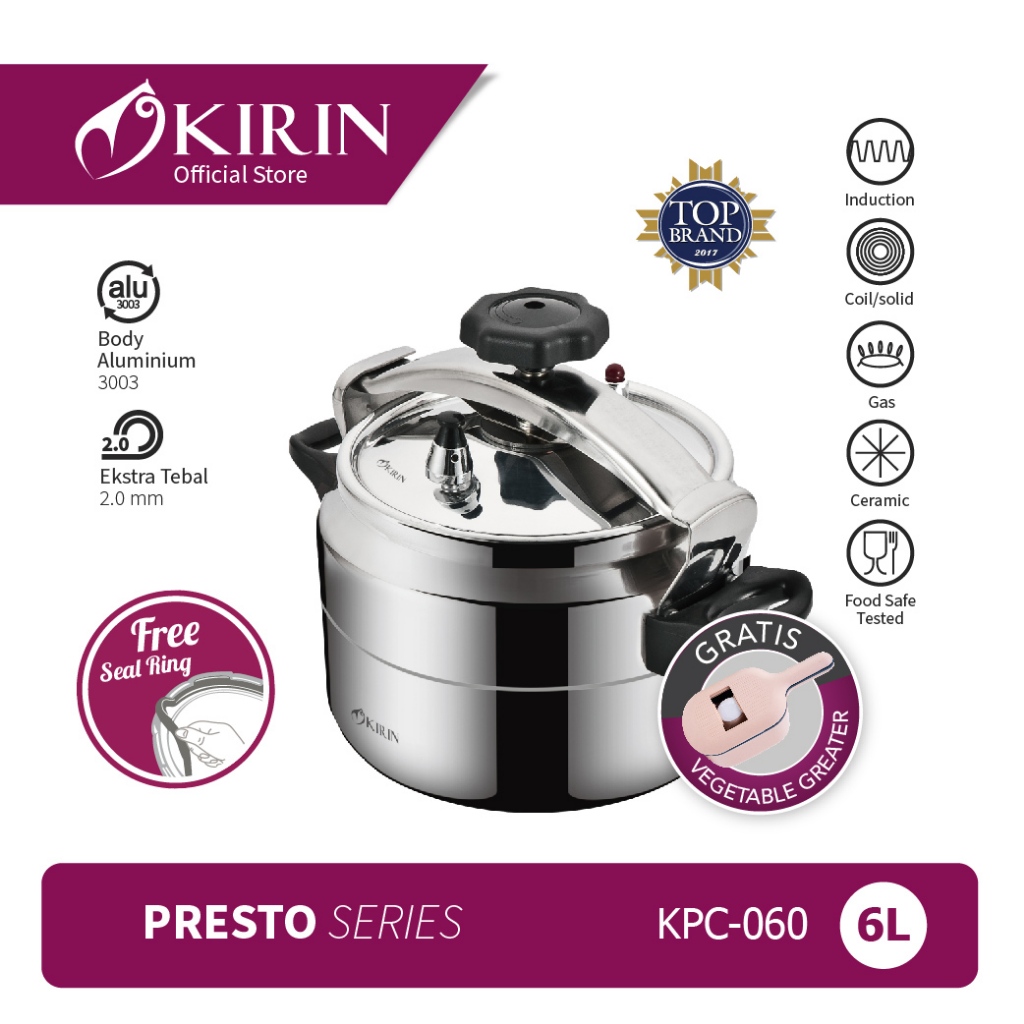 Jual KIRIN PRESSURE COOKER 5 LITER KPC-060 Panci Presto | Shopee Indonesia