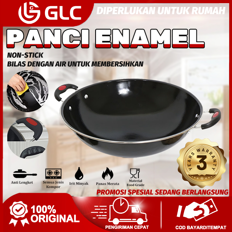 Jual Wajan enamel wajan anti lengket lapisan enamel diameter 34CM wajan ...