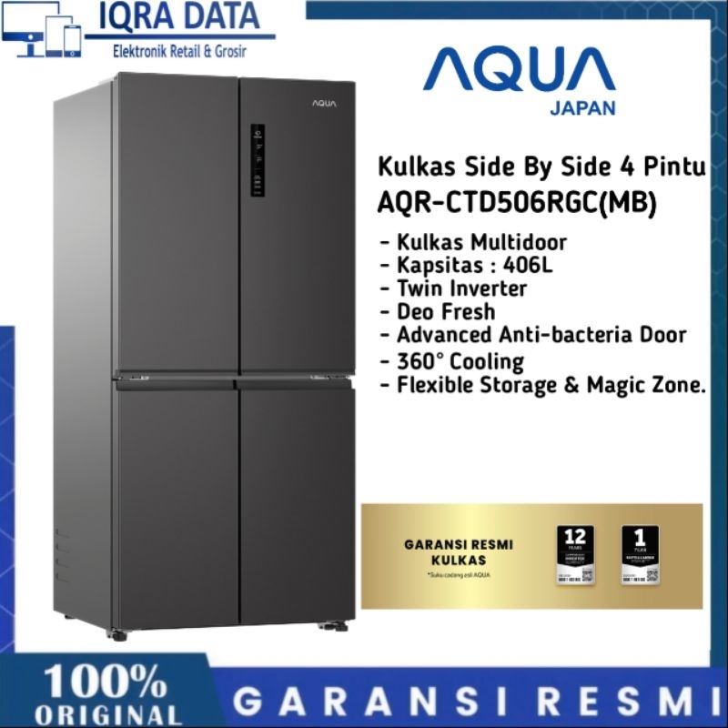 Jual KULKAS AQUA 4 PINTU SIDE BY SIDE 406 Liter Inverter AQR-CTD506RGC (MB) Garansi Resmi 12 ...