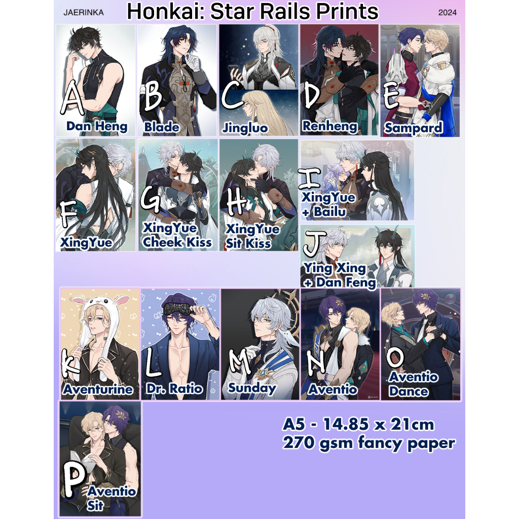 Jual Honkai Star Rail Artprints Blade Dan Heng renheng Sunday ...