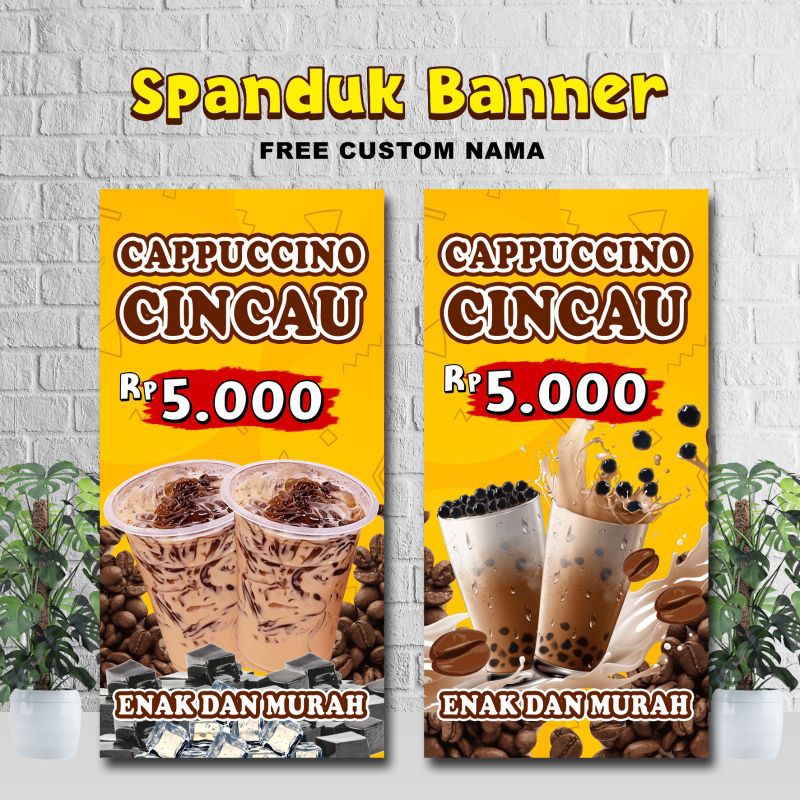 Jual Spanduk Banner Cappucino Cincau 50cmx100cm Free Edit | Shopee ...