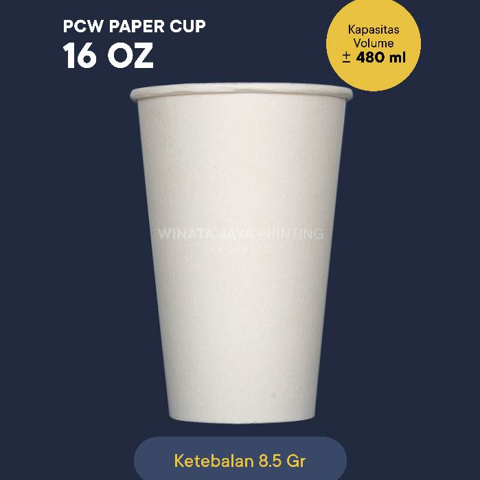 Jual SABLON CUP HOT - COLD PAPER CUP WHITE / GELAS KERTAS MINUMAN PANAS - DINGIN 16 OZ PUTIH ...