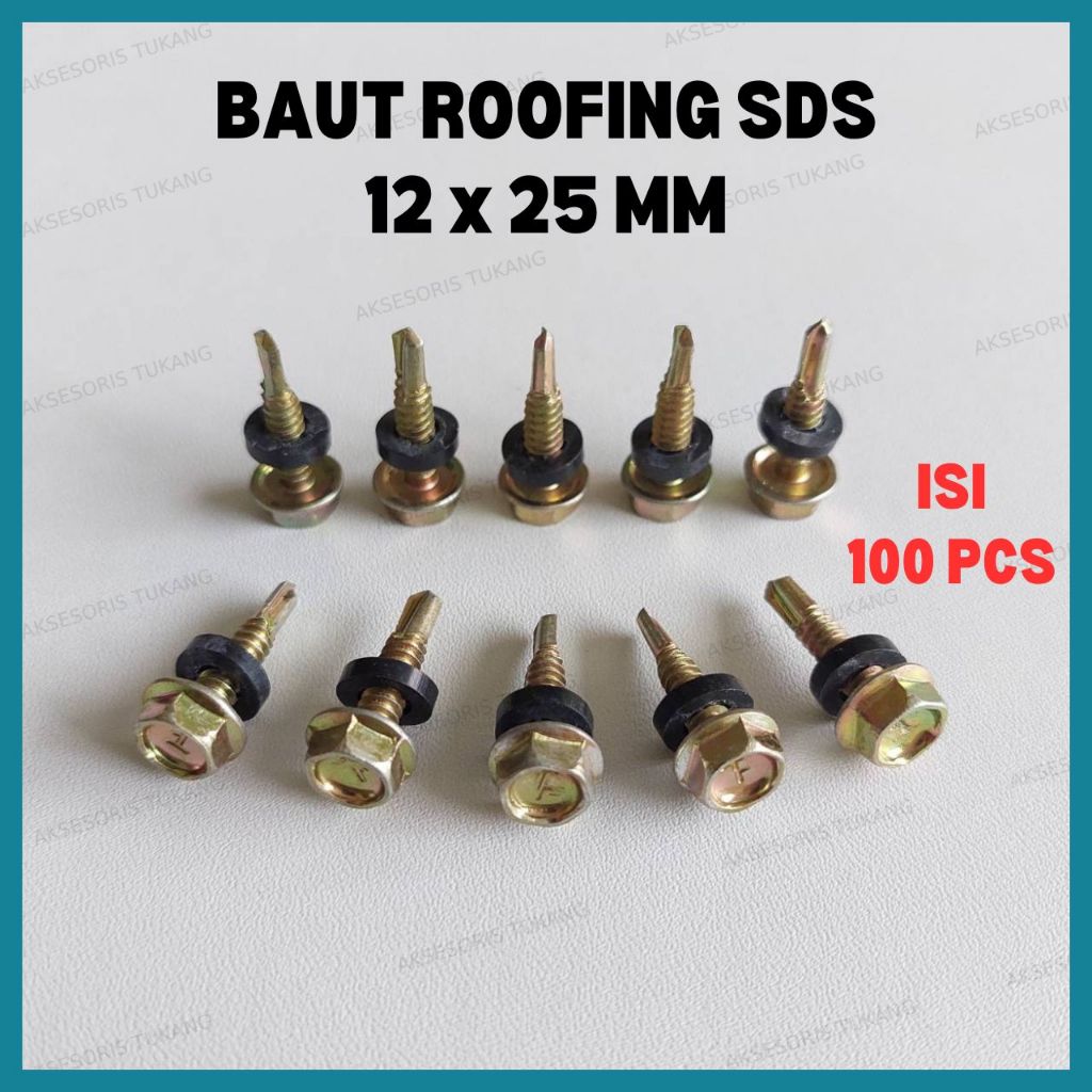 Jual Baut Roofing 12x25 2.5cm Isi 100 Pcs Skrup Baut Baja Ringan Atap ...
