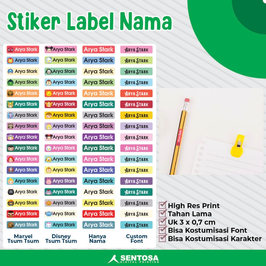 Jual STICKER LABEL CUSTOM NAMA UNTUK PULPEN/PENSIL | Shopee Indonesia