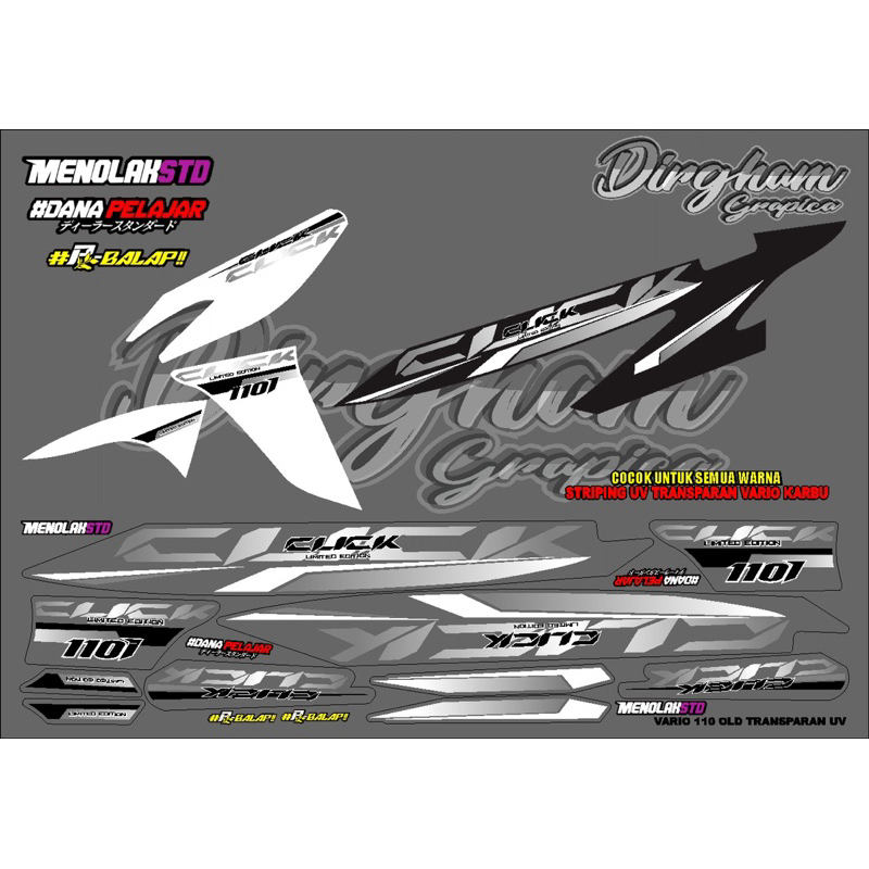 Jual striping transparan Vario 110 karbu desain click vario cw | Shopee Indonesia