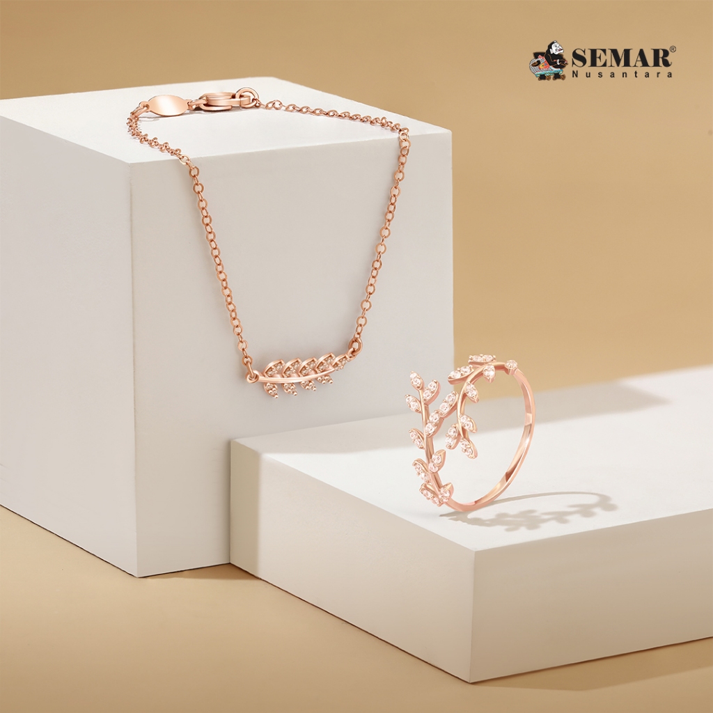 Jual Gelang Emas Natural Spring Leaf Rose Gold 17K Semar Nusantara ...