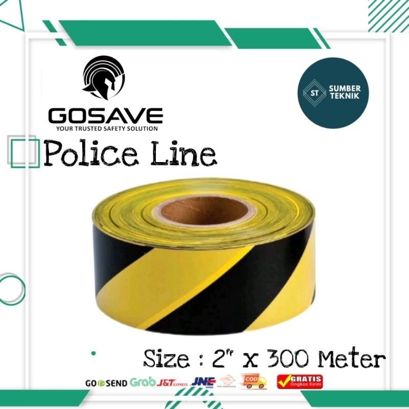 Jual GOSAVE Police Line Kuning Hitam Barricade Garis Polisi 2" x 300 ...