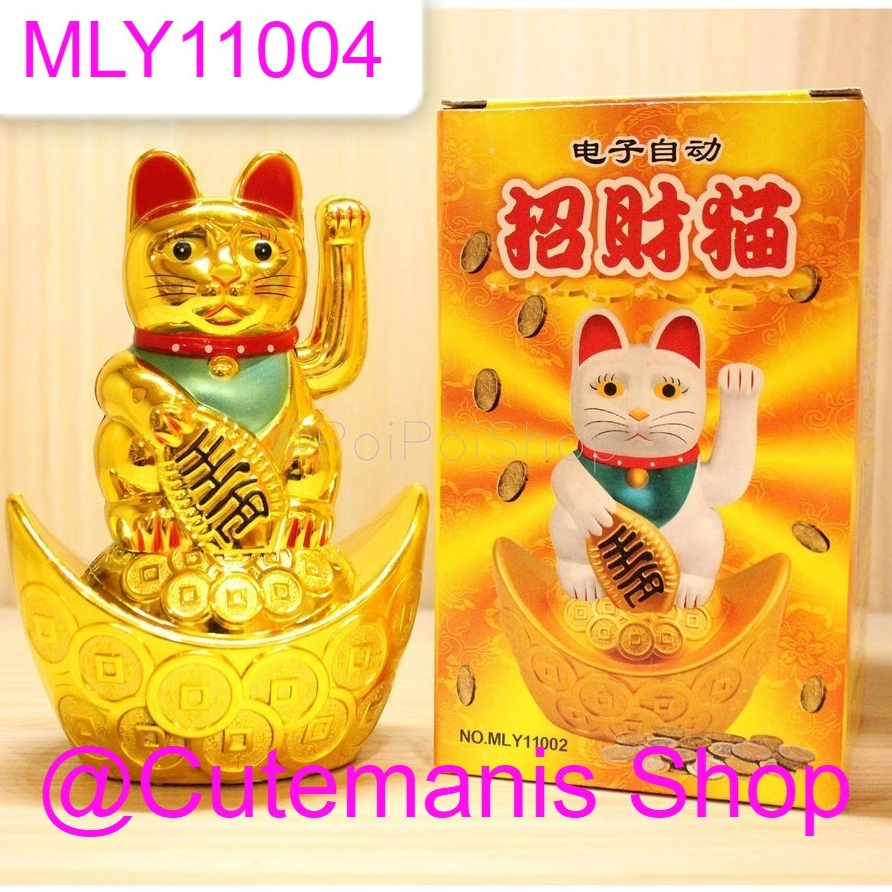 Jual Patung Boneka Kucing Hoki Lucky Cat 21cm Jumbo Yuan Bao Maneki ...