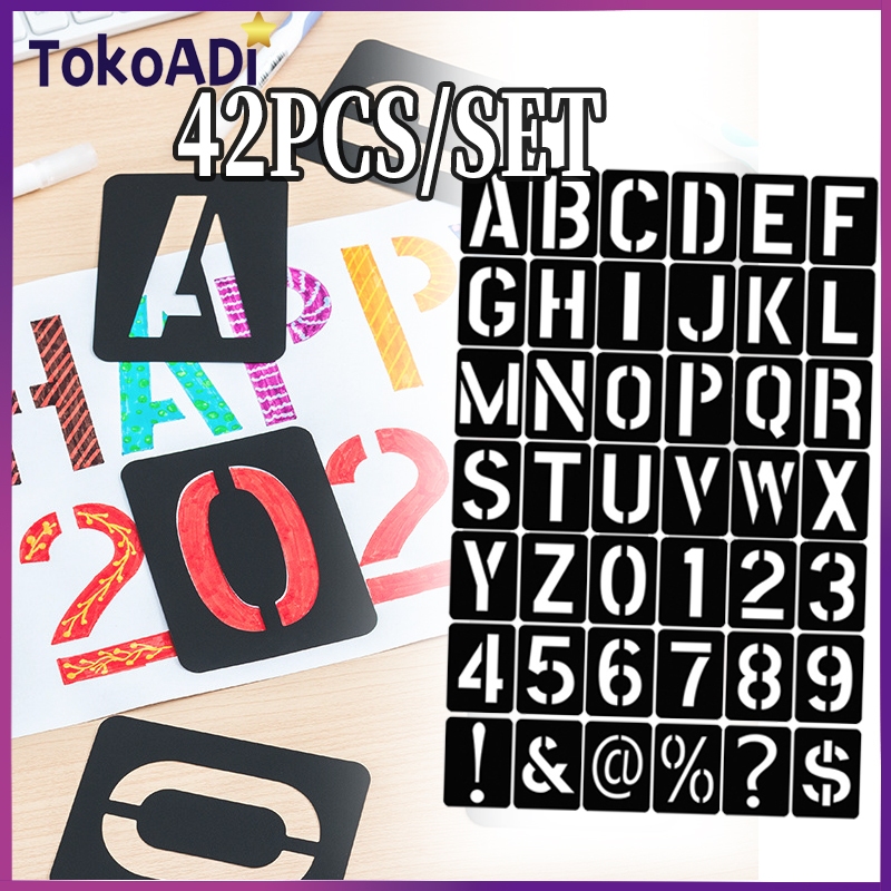 Jual 42pcs Lettering Stencil Set Stensil Plastik Cetakan Huruf 100mm ...