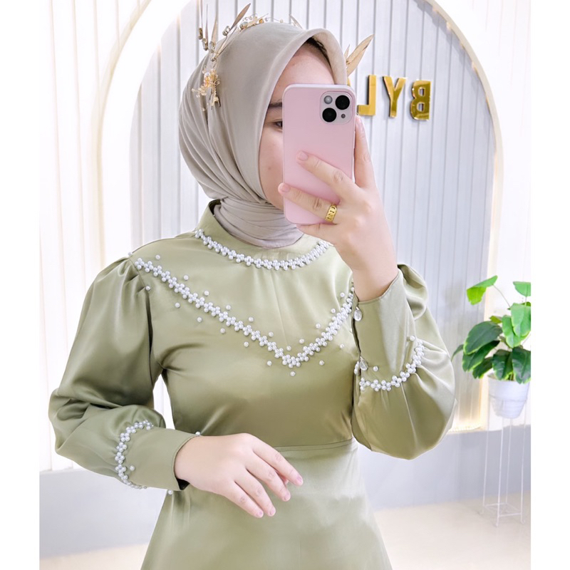 Jual Claudya dress baju kondangan murah lengan balon elok dress lengan ...