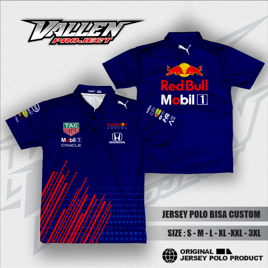 Jual Jersey Jersi wangky Kancing Red Bull F1 / Jersey Tim Formula One ...