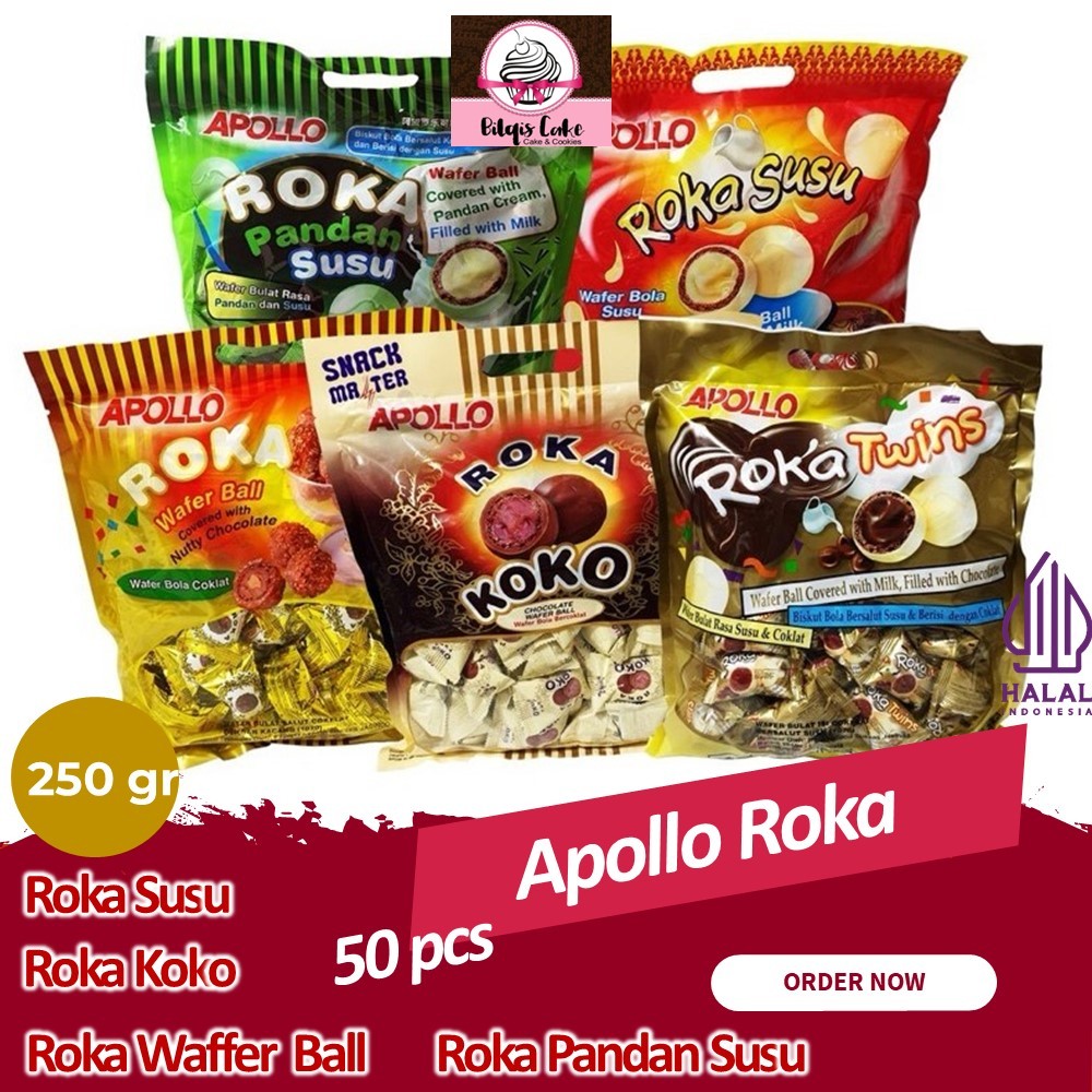 Jual Apollo Roka Wafer Ball Covered Chocolate pandan susu koko Twins ...