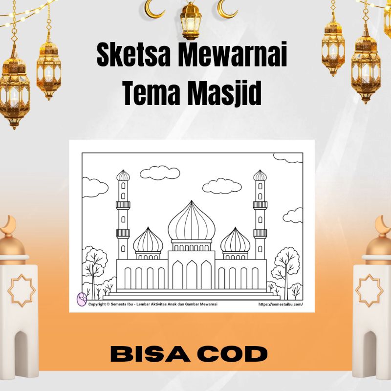 Jual Kertas Mewarnai/Kertas Gambar-Tema Masjid | Shopee Indonesia