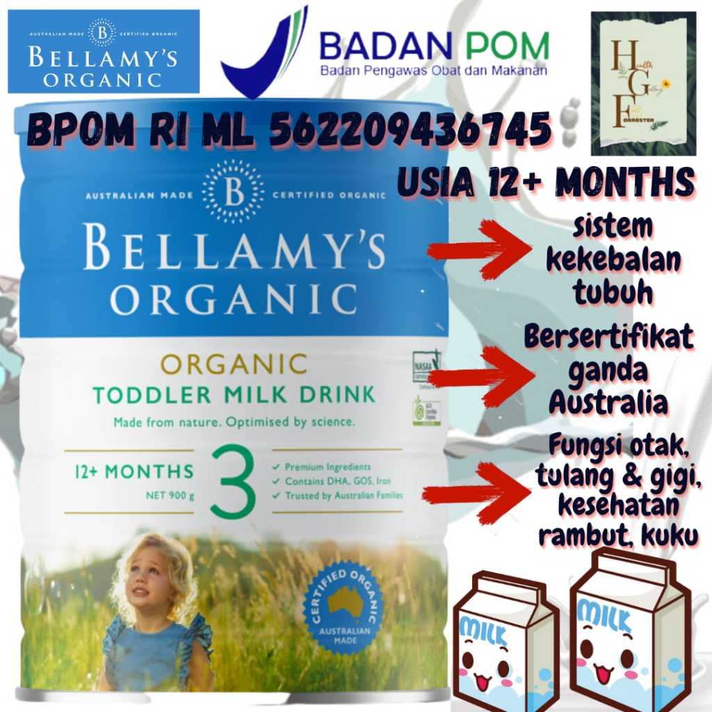 Jual Bellamy's Bellamys Organic Susu Formula Step 3 900 Gram (1-3 Tahun ...
