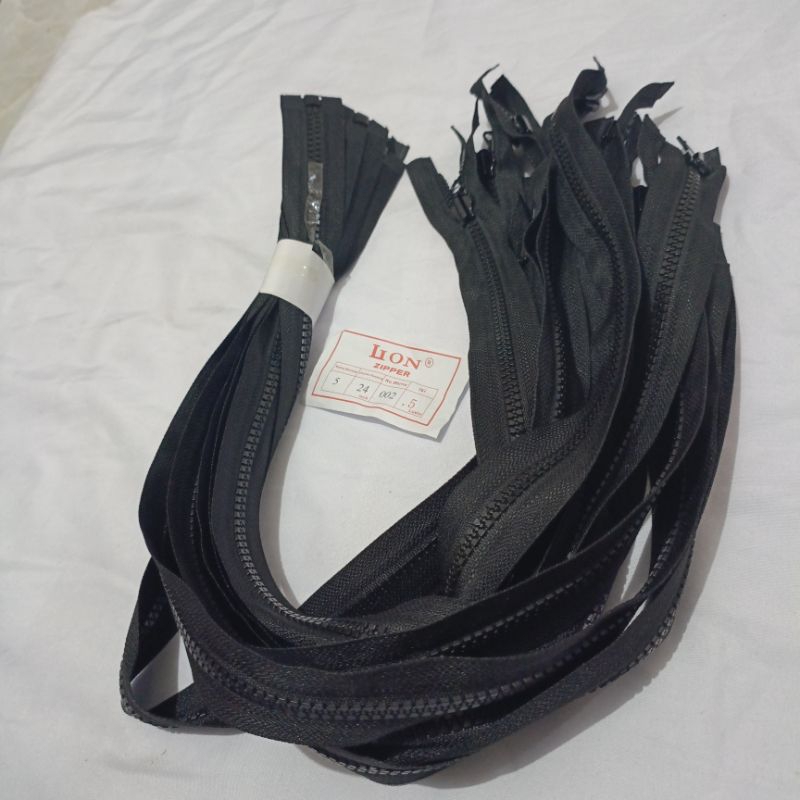 Jual (1Lusin) Resleting Jaket Lion Vislon Bolak Balik Warna Hitam ...