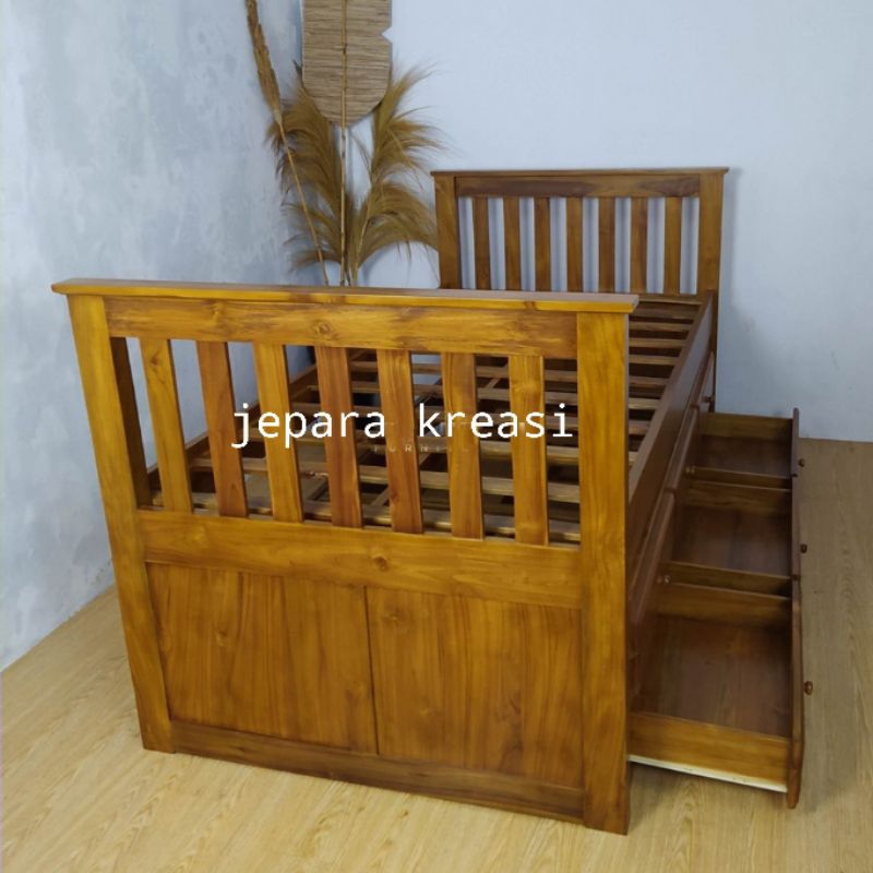 Jual Dipan Tempat Tidur Sorong Laci Kayu Jati Dipan Tempat Tidur Anak