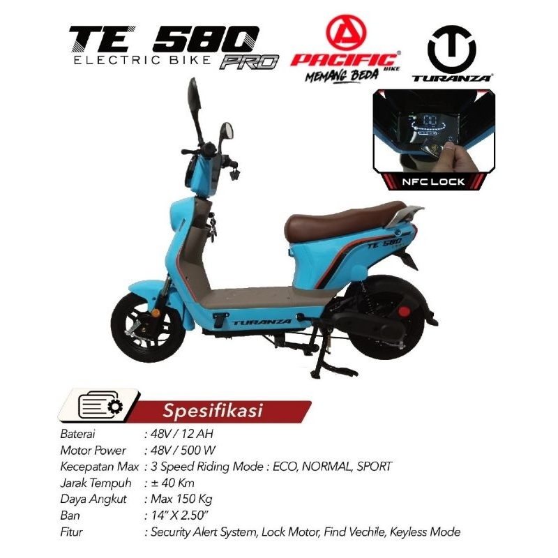 Jual SEPEDA LISTRIK TURANZA TE 580 PRO BY PACIFIC 500 WATT ELECTRIC E ...