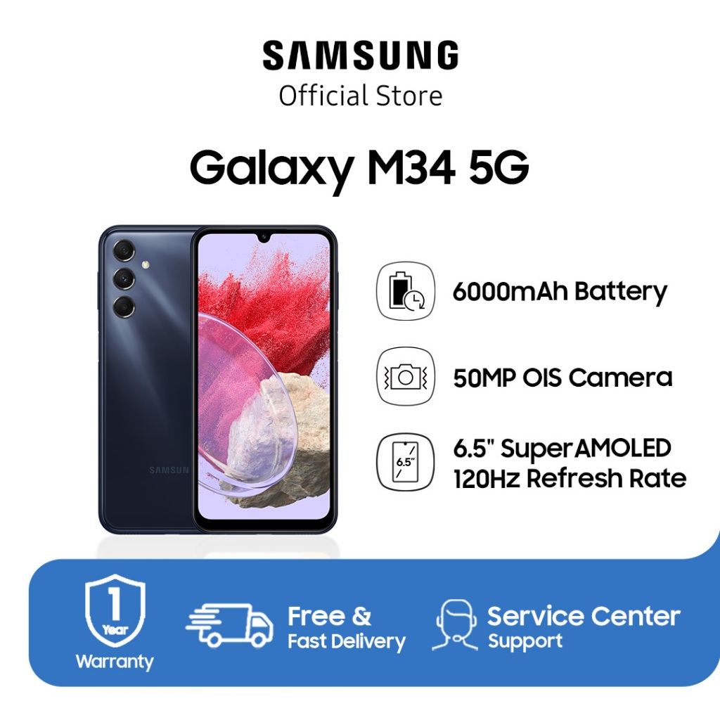 Jual Samsung Galaxy M34 5G 8/128GB - Dark Blue | Shopee Indonesia