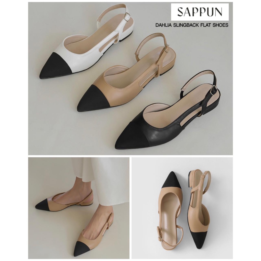 Jual (READY Beige size 39) SAPPUN Dahlia Slingback Flat Shoes (2cm ...