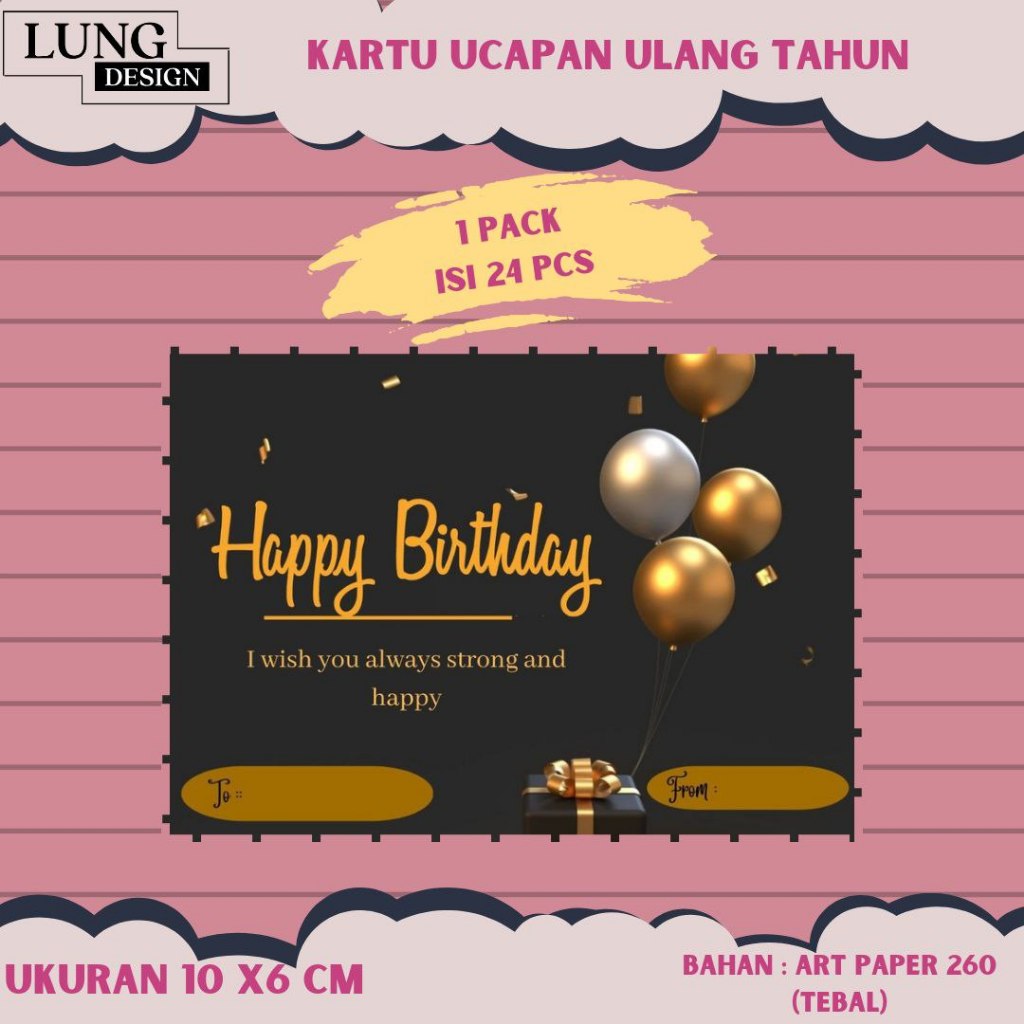 Jual (HARGA 1 PACK isi 24 PCS) Greeting Card HAPPY BIRTHDAY / Kartu ...