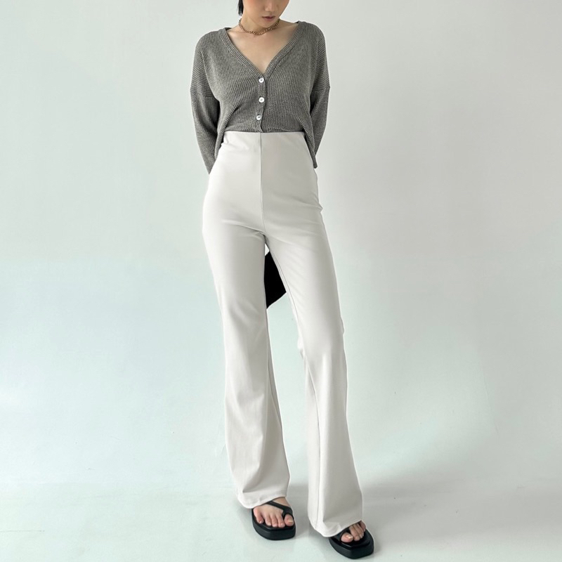 Jual Celana Highwaist Flare Pants Celana Panjang Wanita Cutbray Kain ...