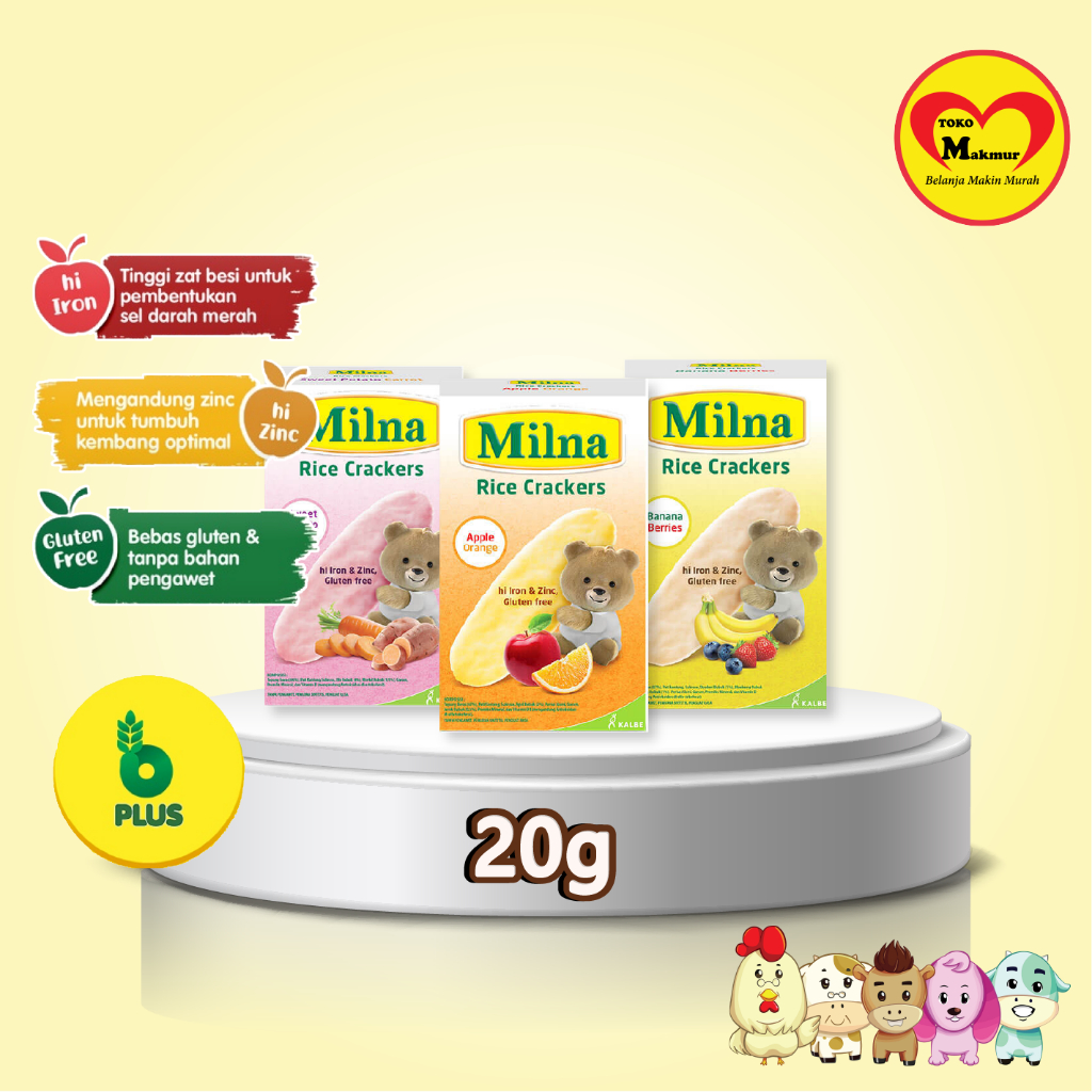 Jual Milna Rice Crackers Apple Orange / Banana Berries / Sweet Potato ...