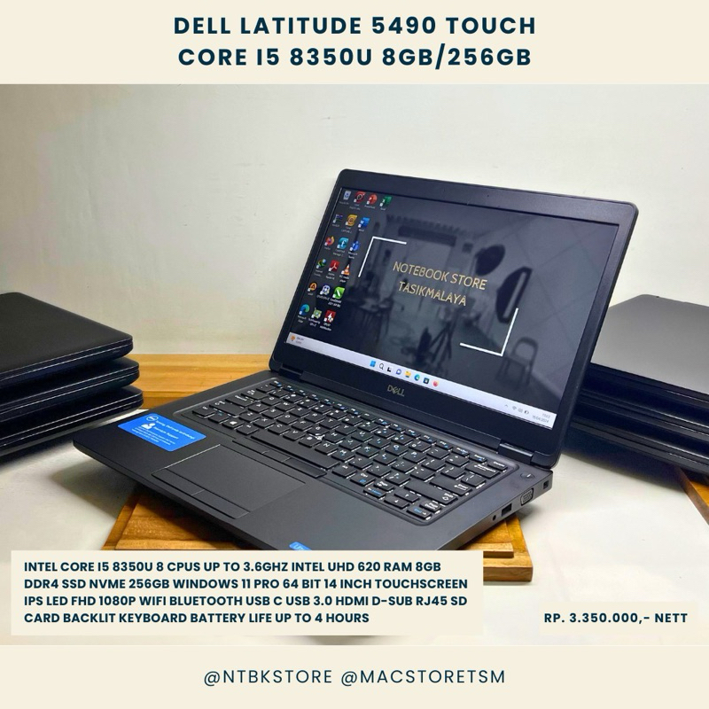 Jual Dell latitude 5490 touch i5 8350U 256GB SSD 8GB 14 inc FHD 1080p ...