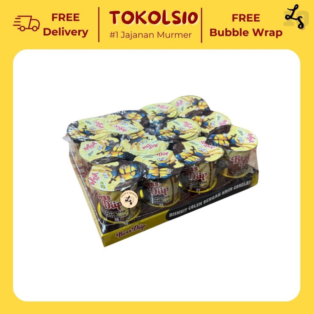 Jual Bess Diip Minions Cokelat/Strawberry Biscuit Snack Cemilan Snack ...
