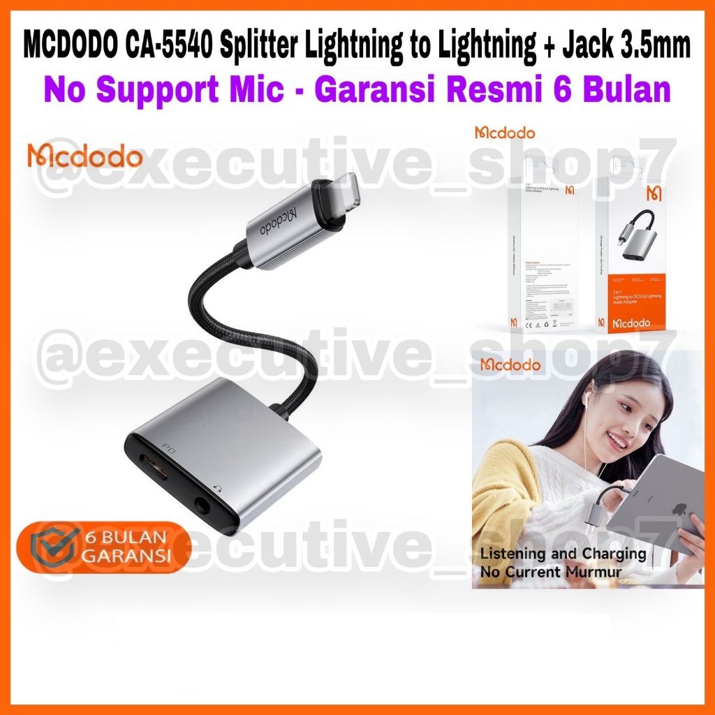 Jual MCDODO CA-5540 Splitter Lightning to Lightning + Jack 3.5mm - No ...