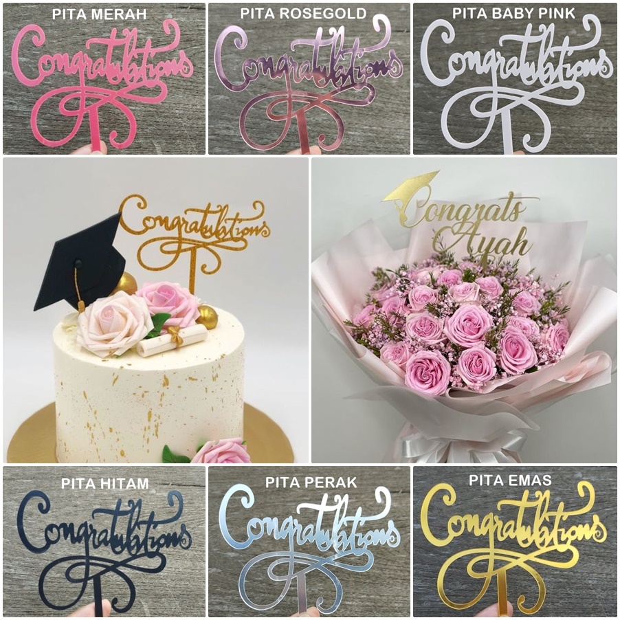Jual TOPR-87 : Cake Topper Wisuda / Congratulation Akrilik (per buah) | Shopee Indonesia