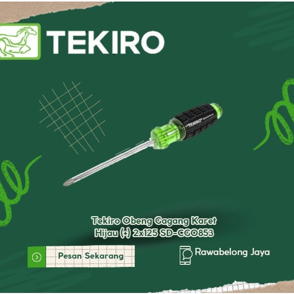 Jual Obeng Tekiro Gagang Karet Hijau (+) 2x125 SD-CG0853 / Obeng Plus ...