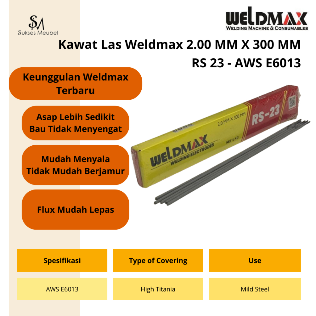 Jual WELDMAX RS - 23 E 6013 2.0 mm 1 KG | Welding Electrodes / Kawat Las Elektroda | Shopee ...