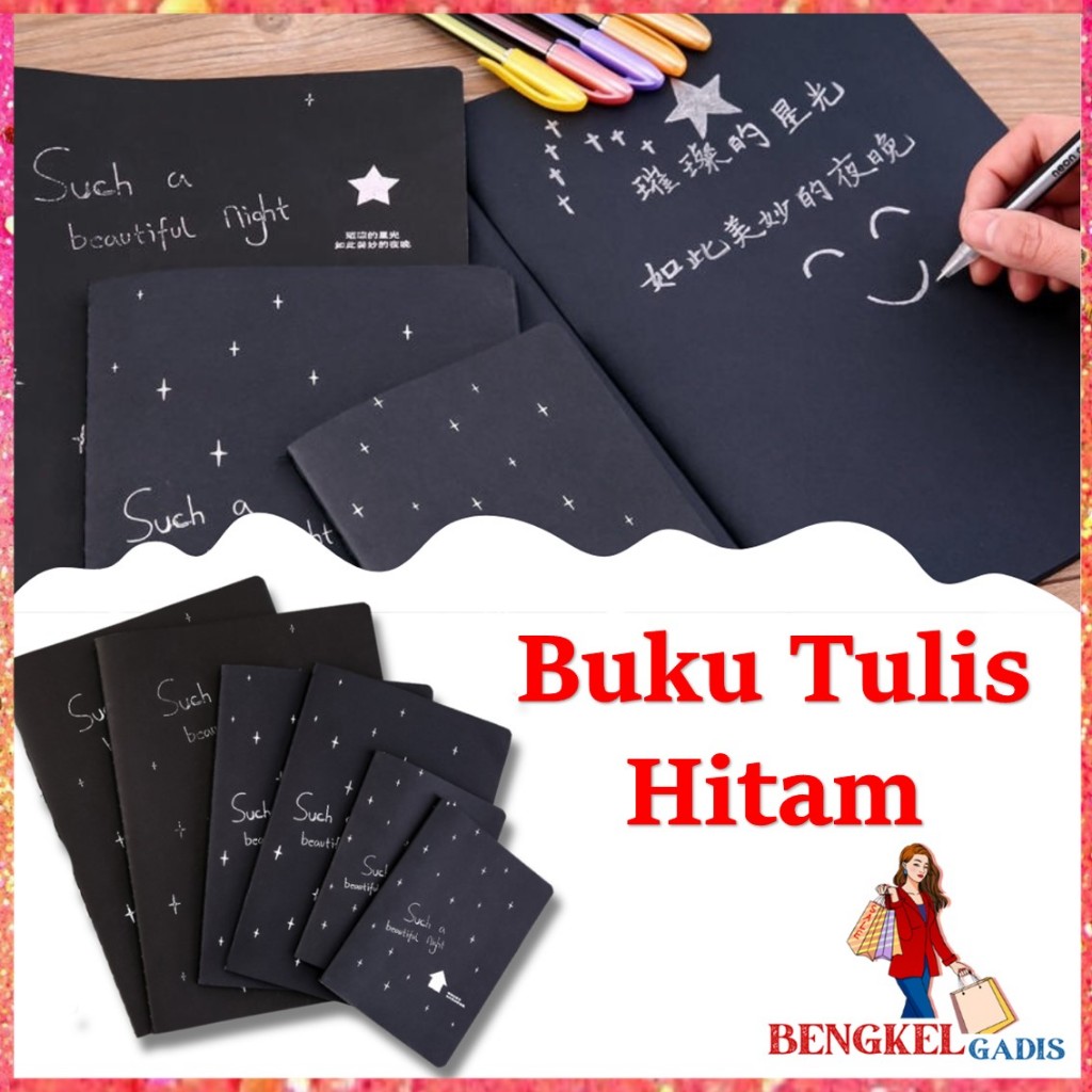 Jual BG Buku Tulis Warna Hitam Isi 28 Lembar Buku Catatan Kertas Hitam ...