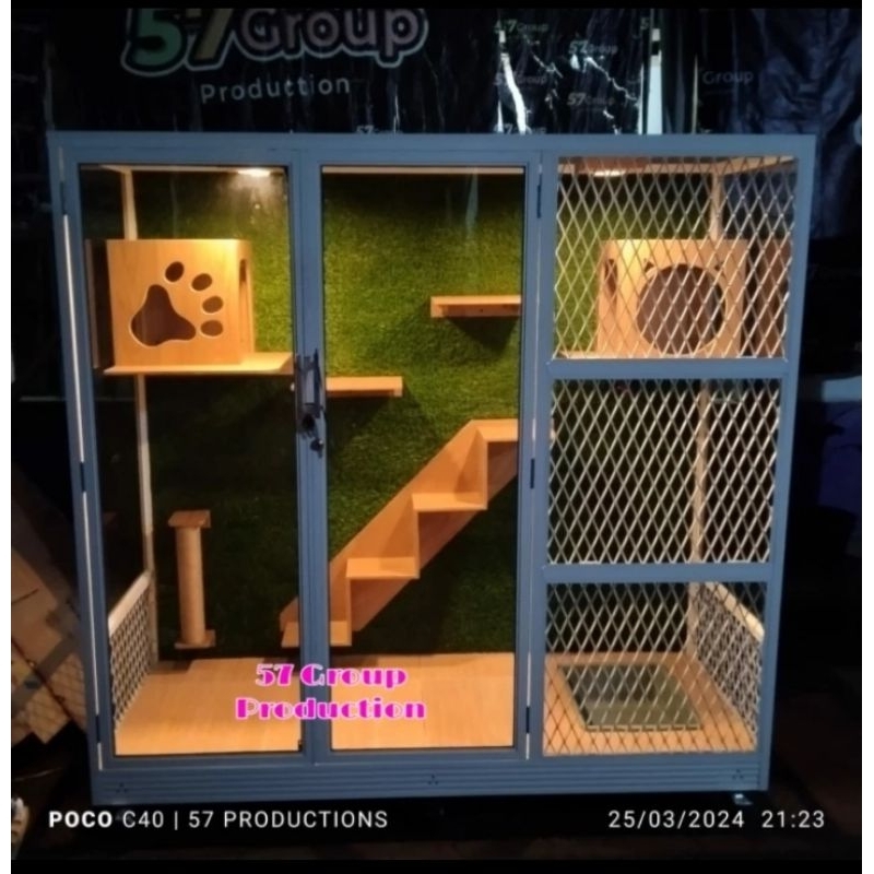 Jual Kandang rumah kucing Almunium playground rumput full mainan ...