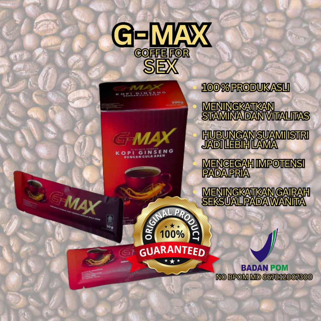 Jual PRODUK ORIGINAL G-MAX COFFE - KOPI PENAMBAH STAMINA PRIA BPOM AMAN - GATOT KACA RUBE ...