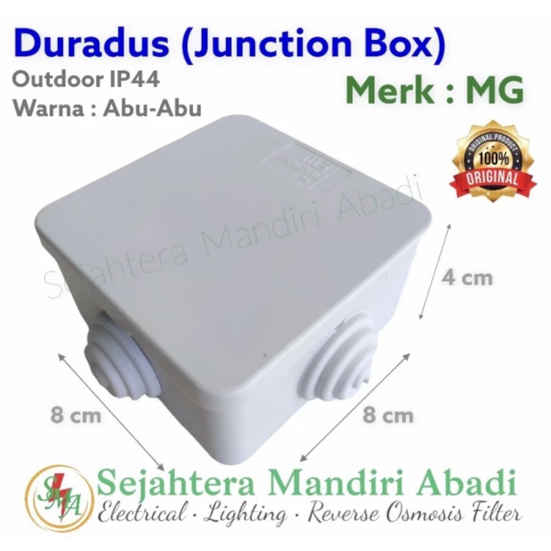 Jual Duradus 80x80x40 MG AbuAbu Junction Box Outdoor IP44 Dus Kotak ...
