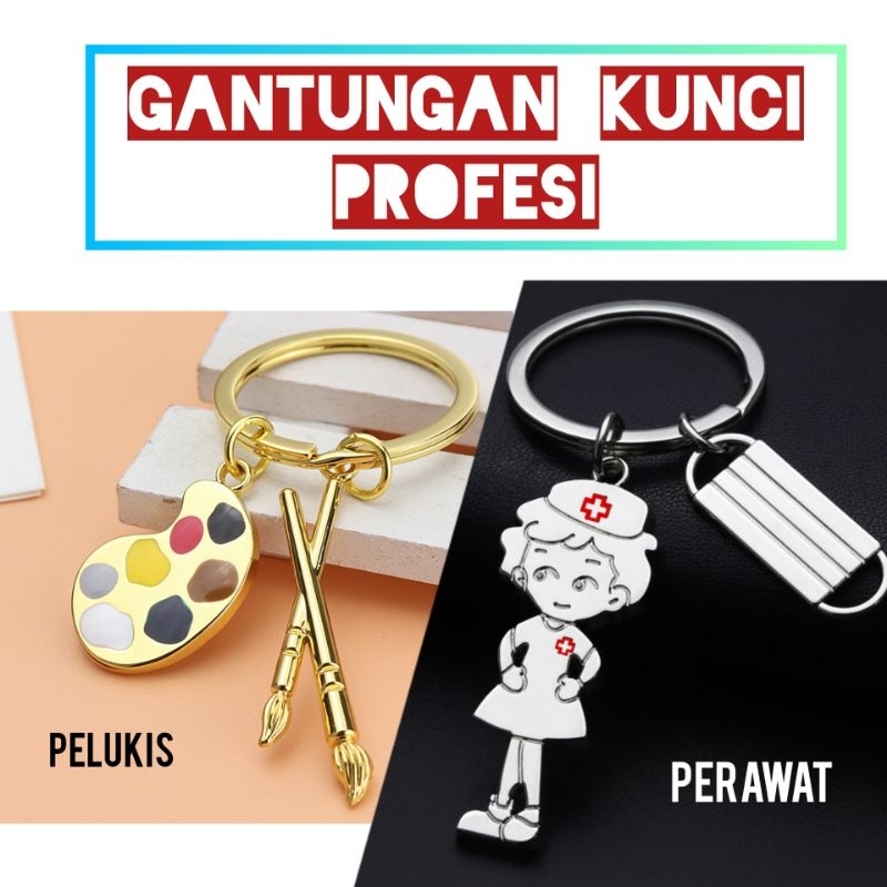 Jual Gantungan Kunci Profesi Hobi Pelukis Perawat Barista Salon ...