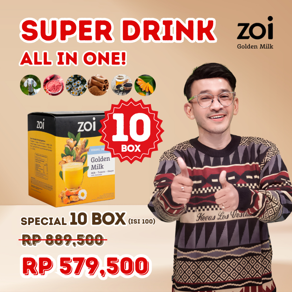 Jual Paket 10 Box Ruben Onsu x Zoi Golden Milk Susu Herbal Susu Sehat Susu Kambing, Jahe dan ...