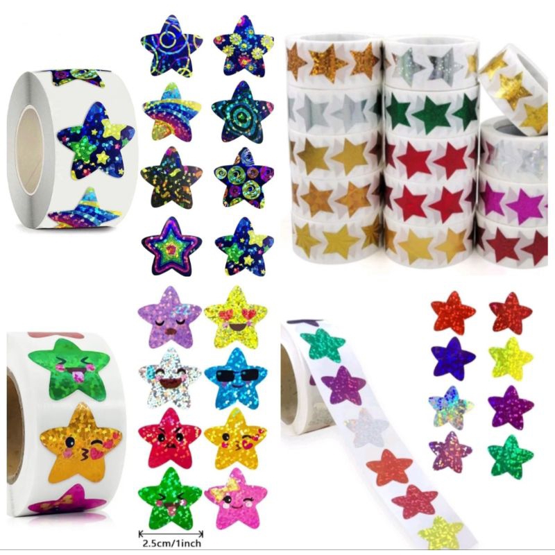 Jual 100 Pcs / 480 Pcs - Stiker Motif Bintang Star Stiker Reward Stiker ...