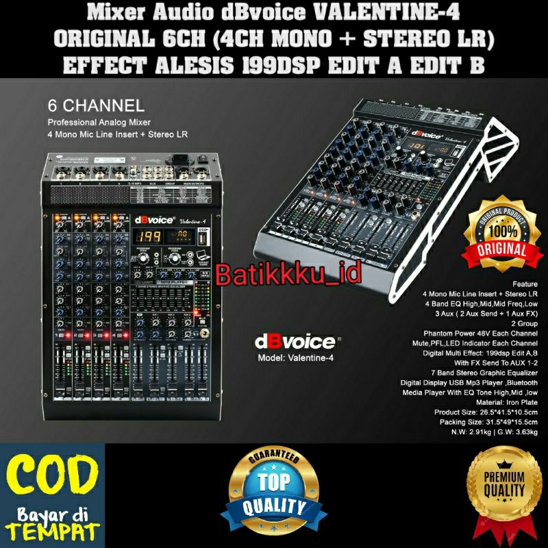Jual Mixer dBvoice VALENTINE 4 VALENTINE4 Original 6Ch New 199 DSP ...