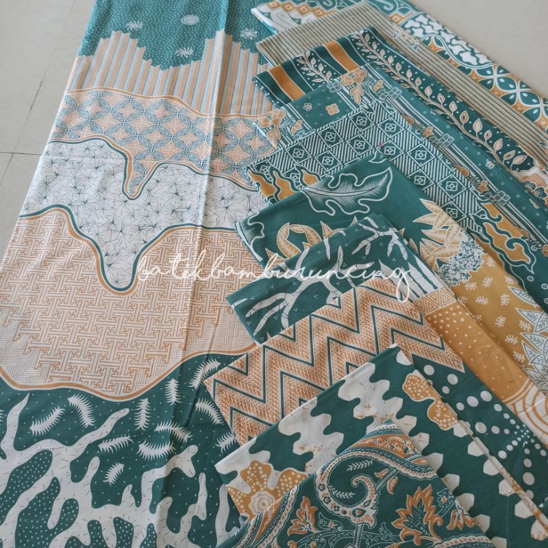 Jual kain batik printing soft pastel warna hijau kuning bahan teteron ...