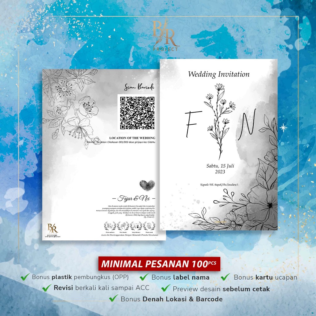 Jual Undangan Pernikahan Lipat Dua Bahan Brief Card 160 GSM | Undangan ...