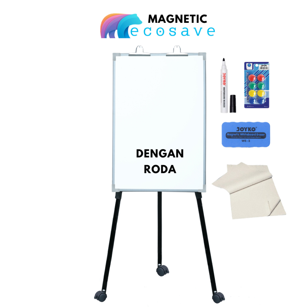 Jual Flipchart Roda Magnetic Flip Chart Whiteboard Standing Portable ...