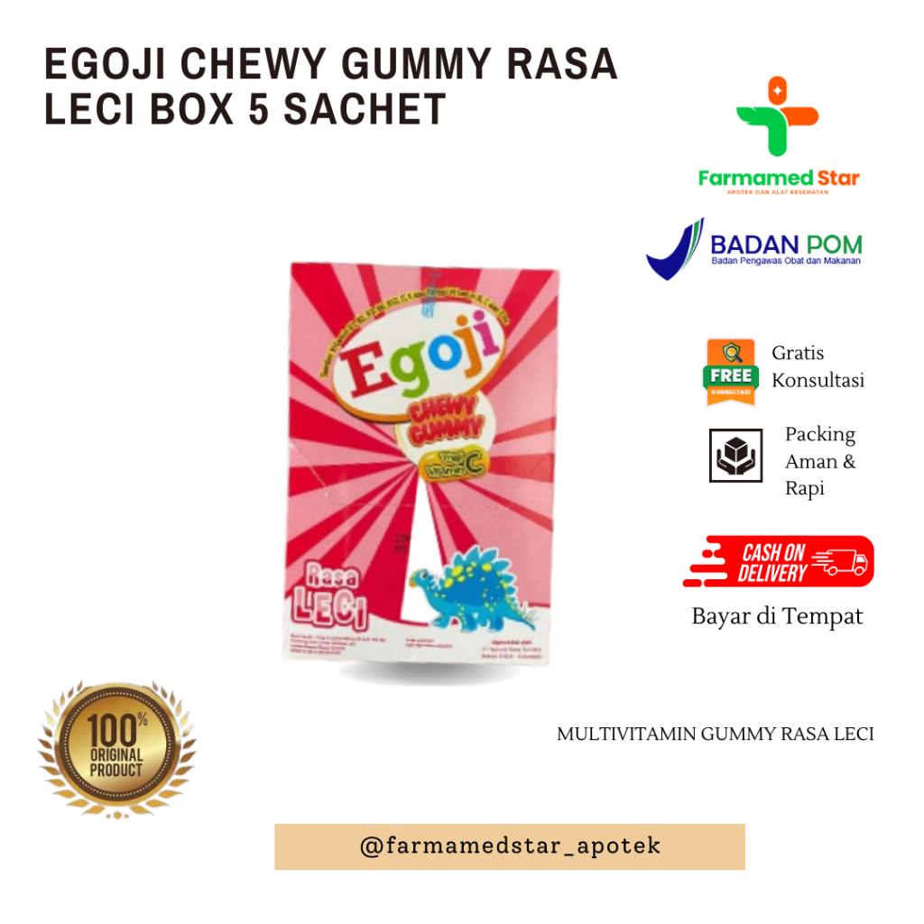 Jual EGOJI CHEWY GUMMY RASA LECI BOX 5 SACHET | Shopee Indonesia