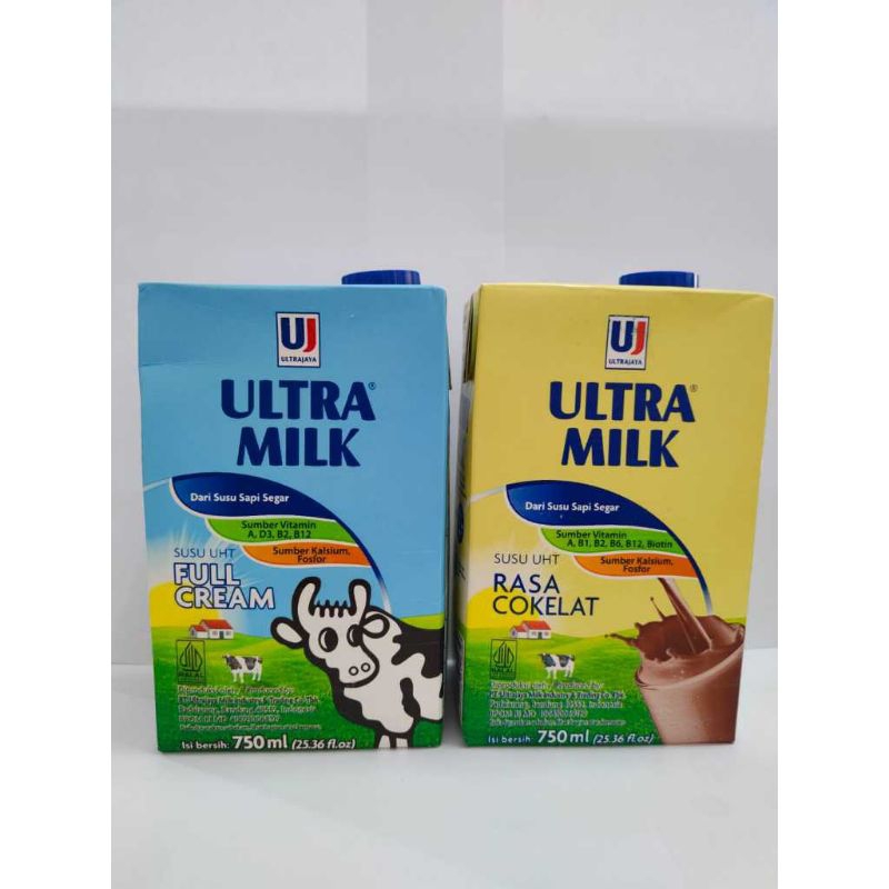 Jual ULTRA MILK FULL CREAM PACK 750 ML / ULTRA MILK COKLAT TETRA PACK ...