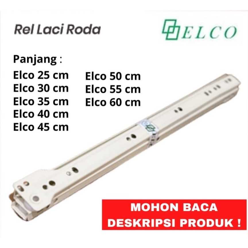 Jual Rel Laci roda Furniture Drawer slide ELCO HUBEN Cream Putih 25/30 ...