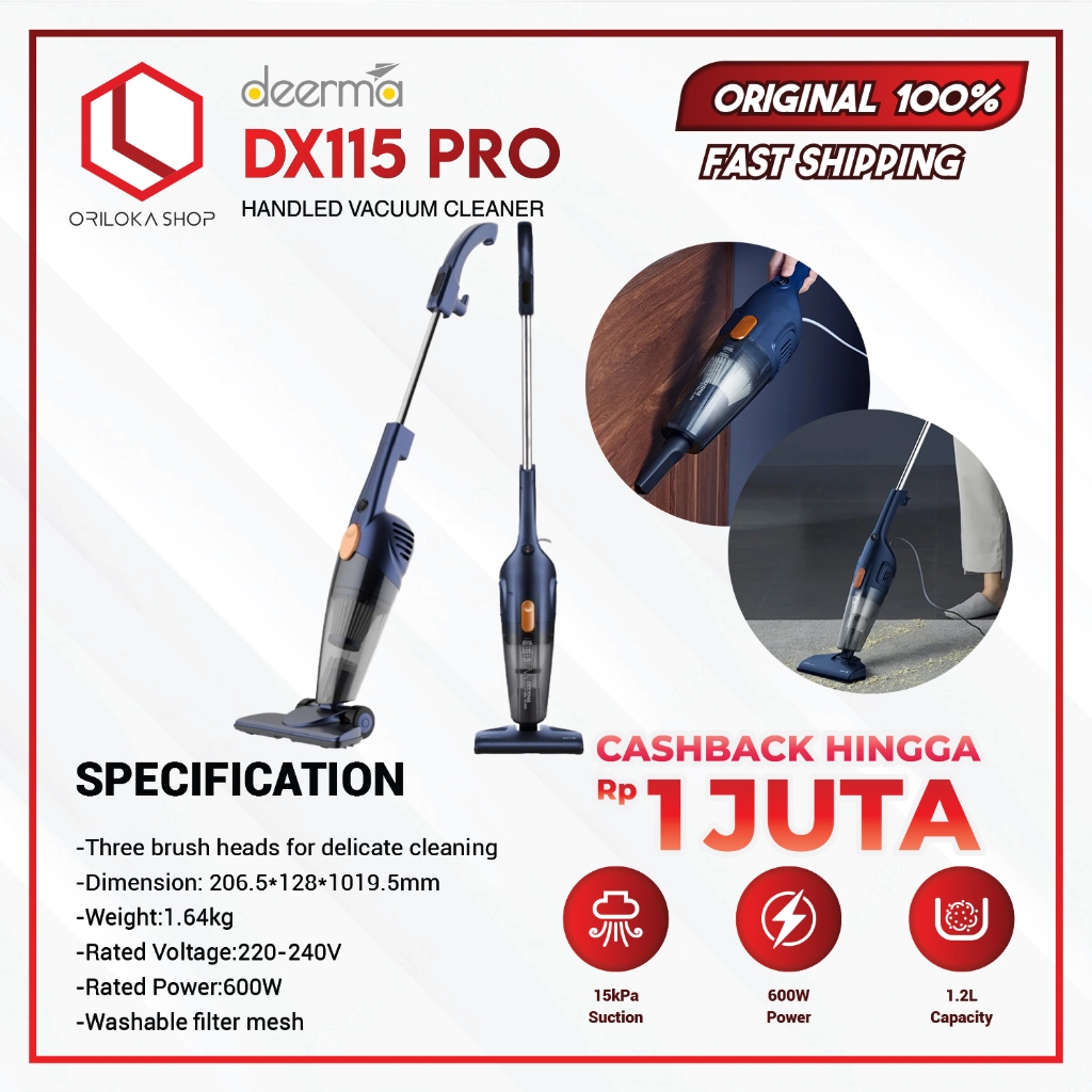 Jual Deerma DX115 PRO 15kPa Handheld Vacuum Cleaner 2in1 - Penyedot ...
