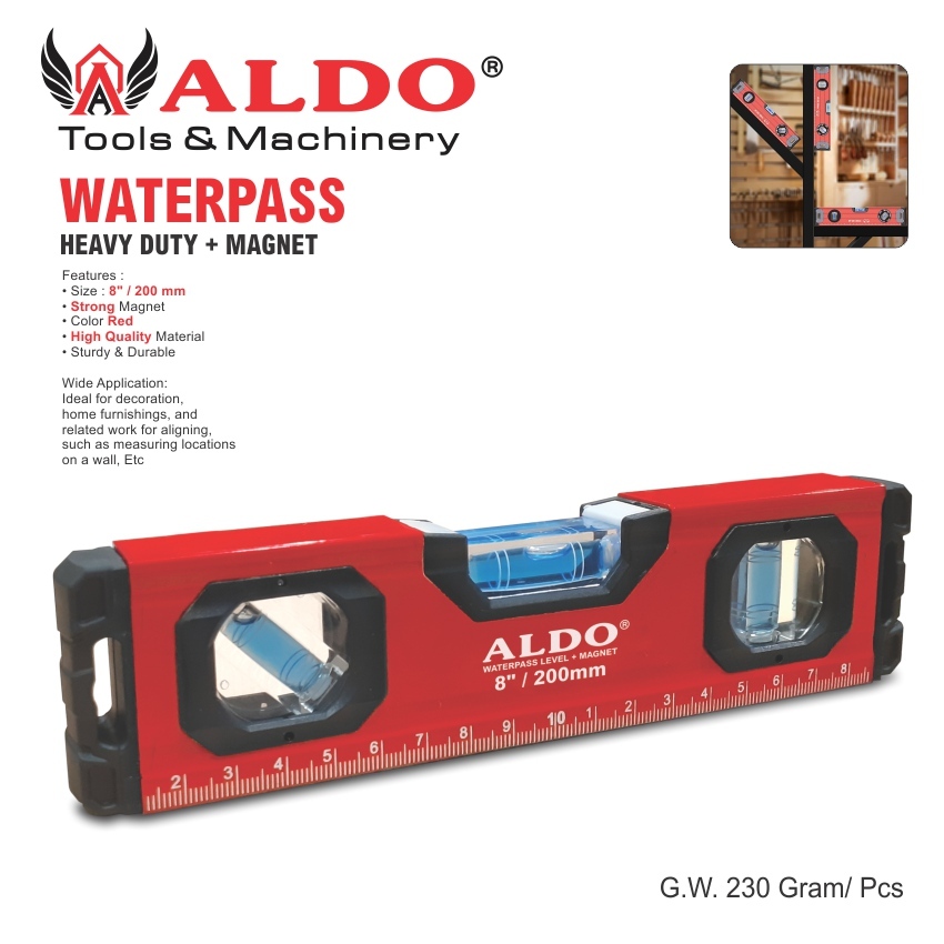 Jual WATERPASS HD WITH MAGNET 8''/200 MM / PENGGARIS TUKANG / ALAT UKUR ...