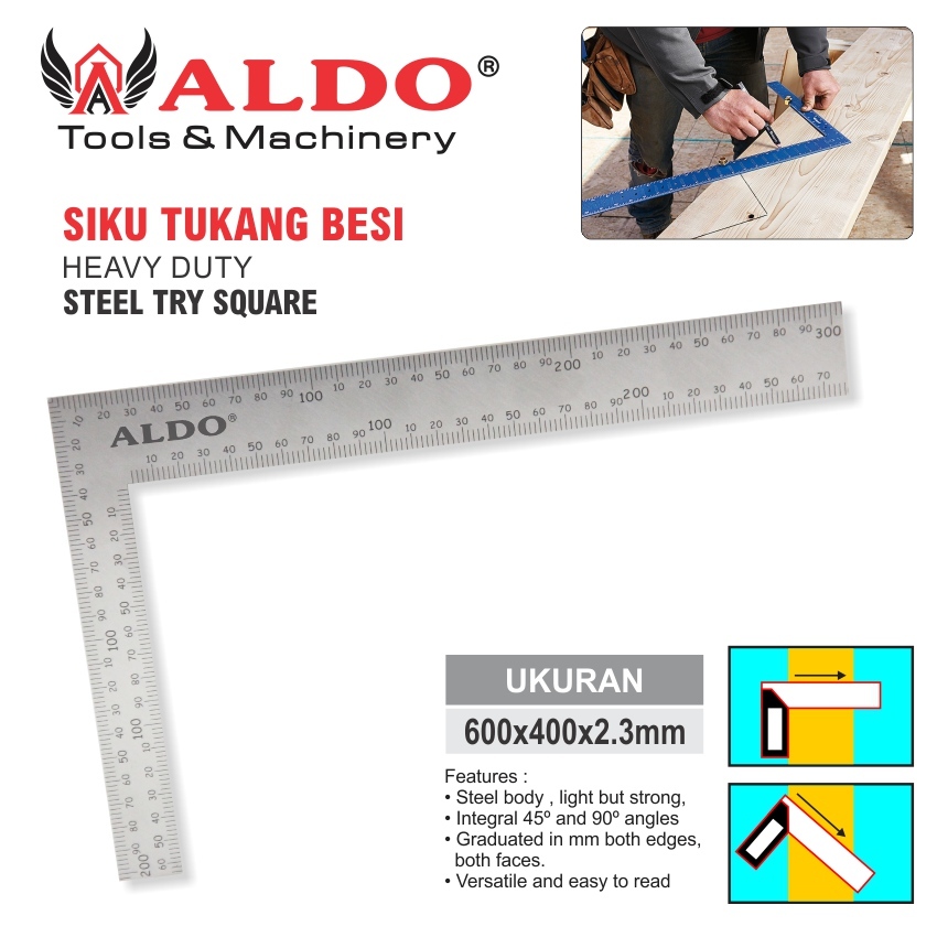Jual SIKU TUKANG BESI HEAVY DUTY 600 x 400 x 2.3 MM / STEEL TRY SQUARE ...