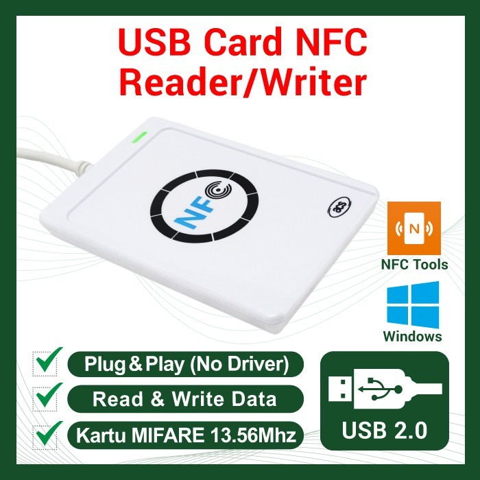 Jual NFC Smart Card Reader/Writer MIFARE IC Card 13.56 MHz ACR122U-A9 USB | Shopee Indonesia